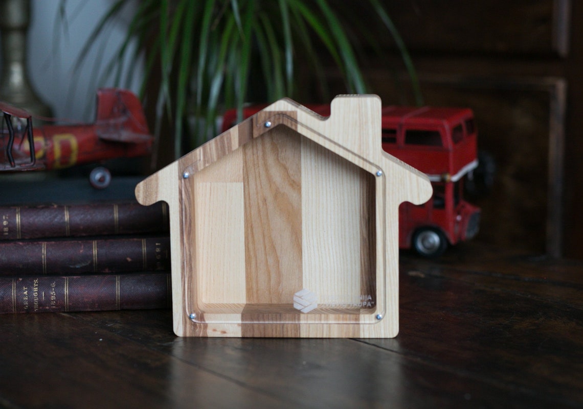 Small Piggy Bank House Personalized House Piggy Bank Wood | Etsy
