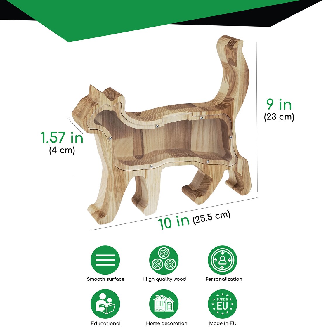 Cat Piggy Bank Handmade Wooden Cat Piggy Bank Personalized - Etsy