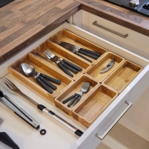 Wooden Drawer Inserts Modular, Natural Wood Kitchen Desk Drawers Insert ...