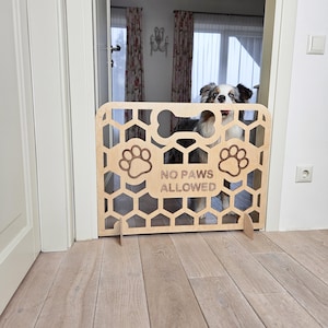 Wooden Dog Gate for Stairs – Stairway Barrier Fence, Freestanding Dog ...