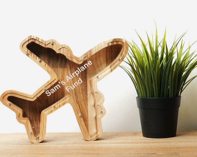 Handmade Wooden Airplane Coin Bank - Etsy