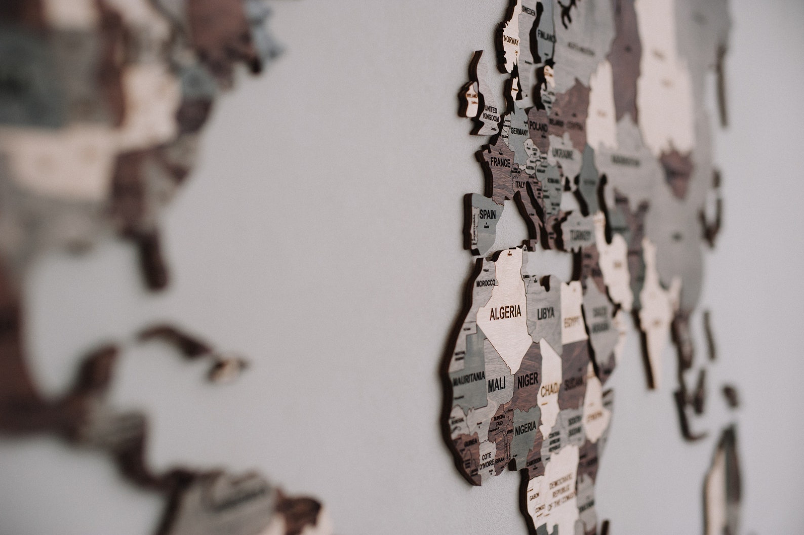 Unique Wooden World Map, Multicolored Map, Detailed Map of the World ...