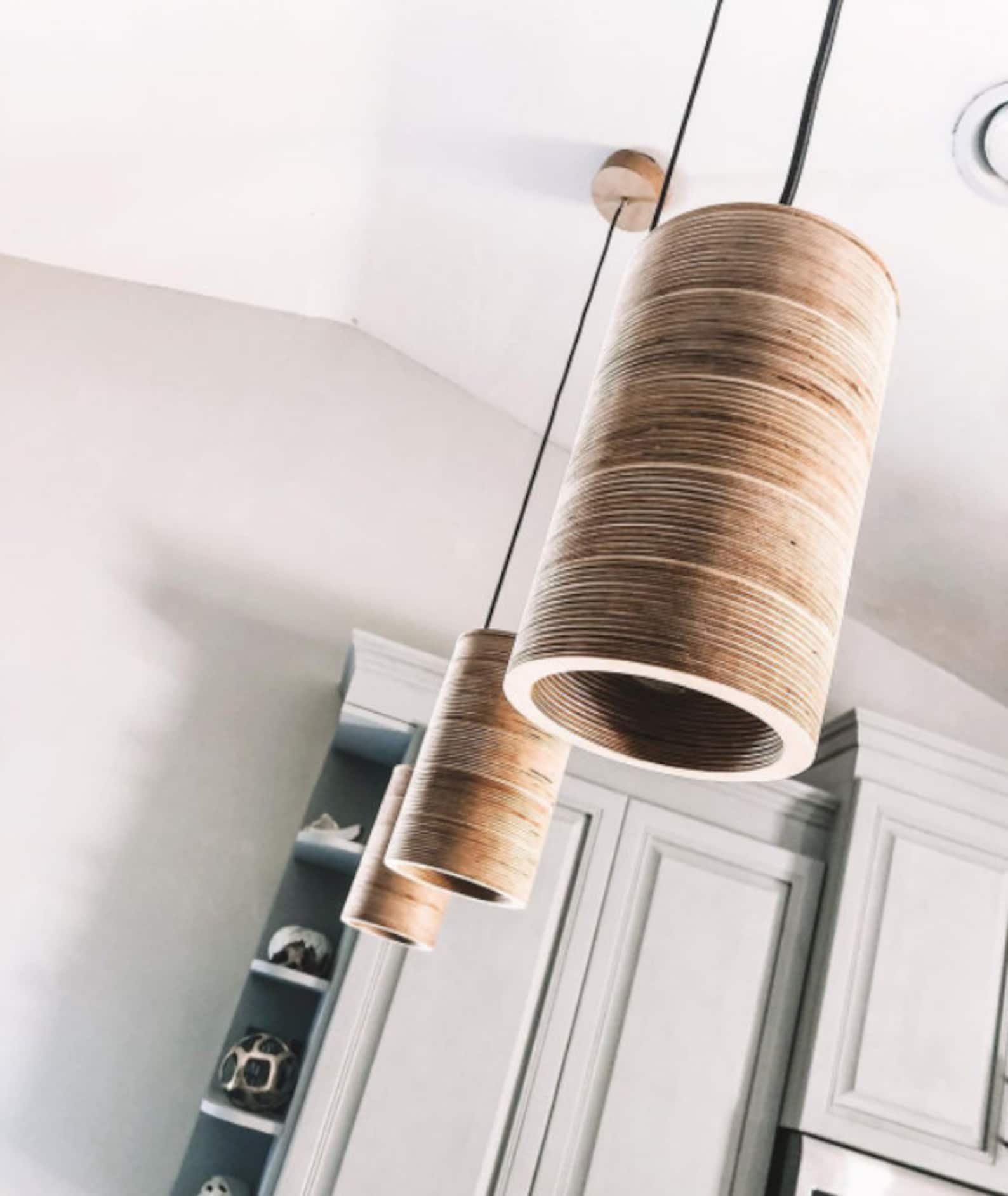 Ceiling Lights, Set of 3 Pendant Lights, Wood Lamps, Wooden Lamp ...