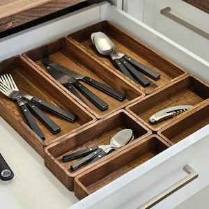 Wooden Drawer Inserts Modular, Natural Wood Kitchen Desk Drawers Insert ...