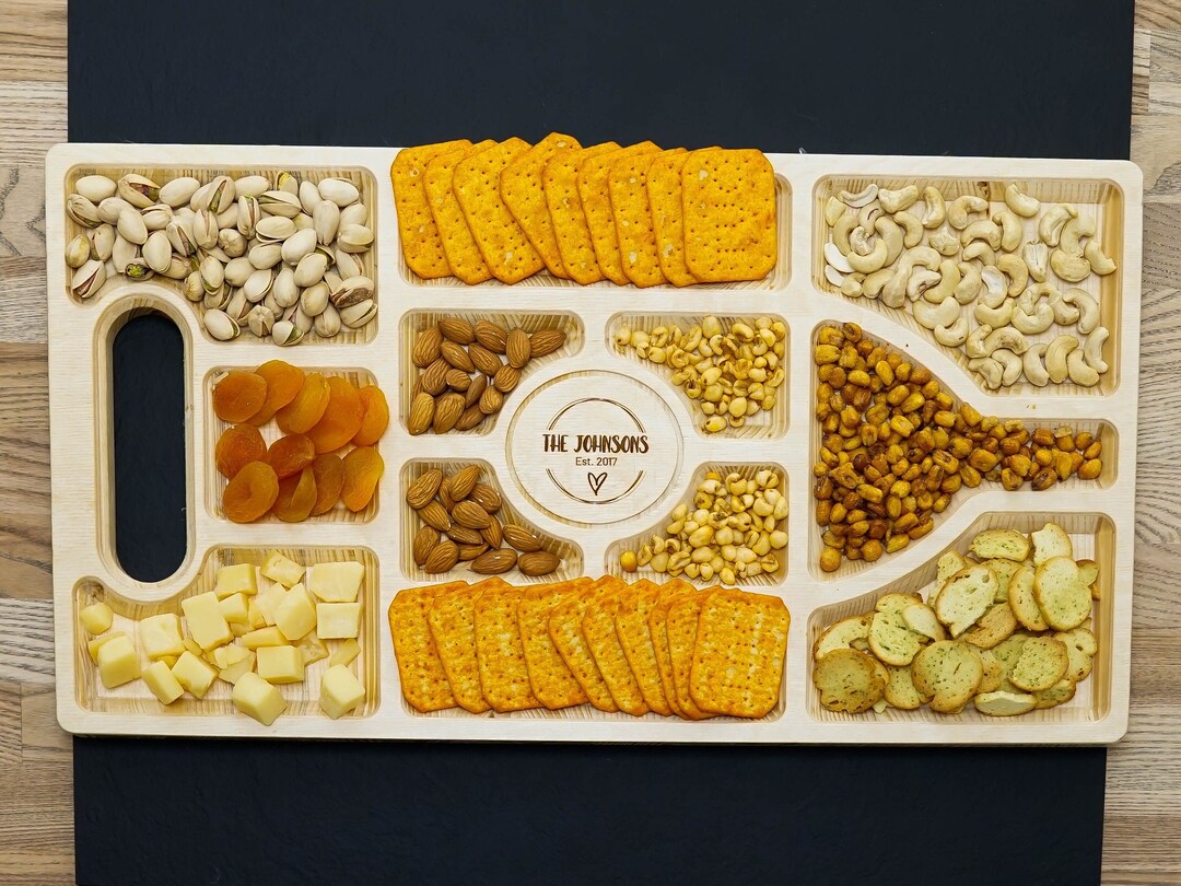 Large Party Snacks Tray Wooden, Big Wooden Tray for Food, Wooden Snacks ...