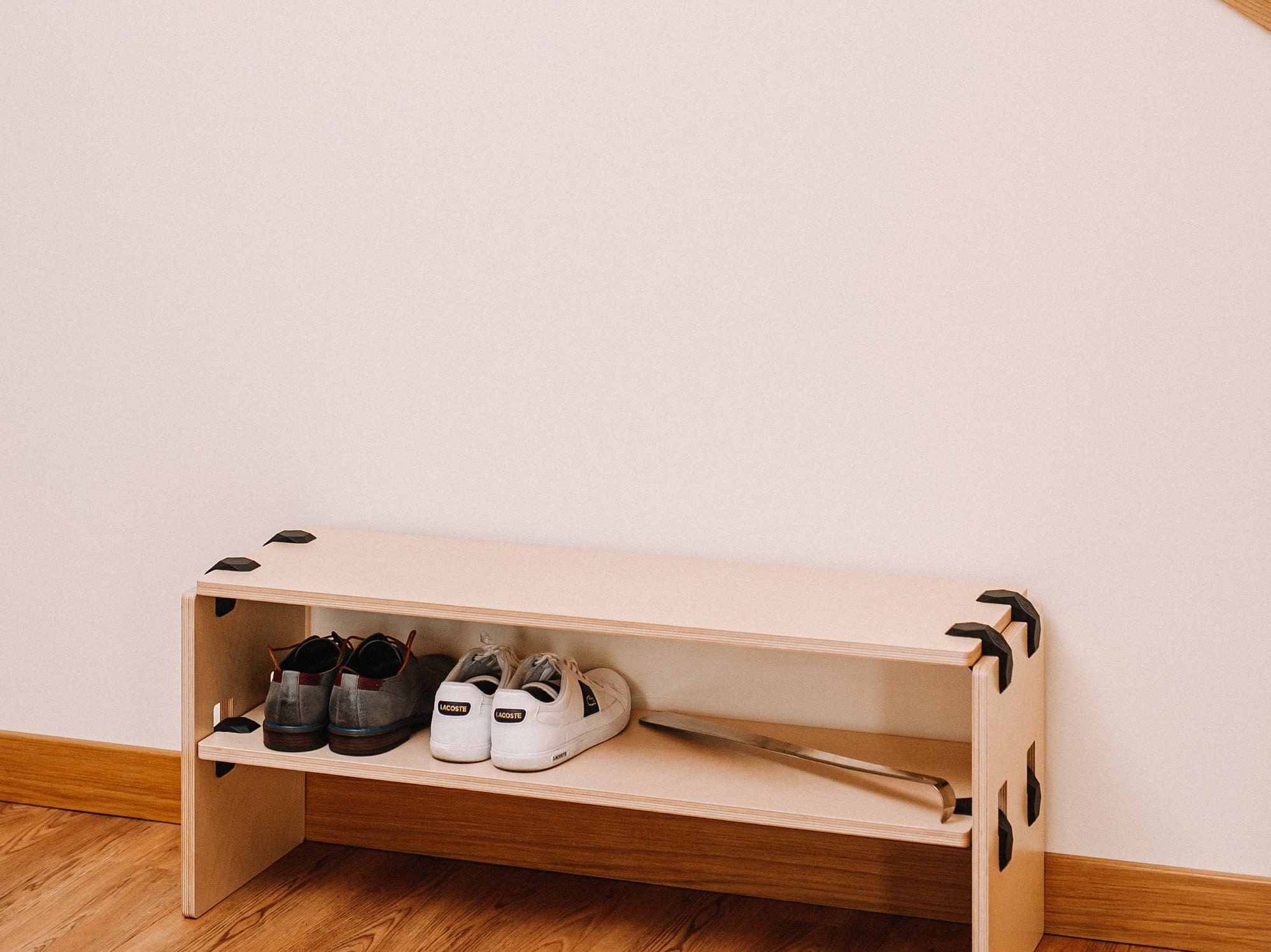 Slim wooden shoe rack store