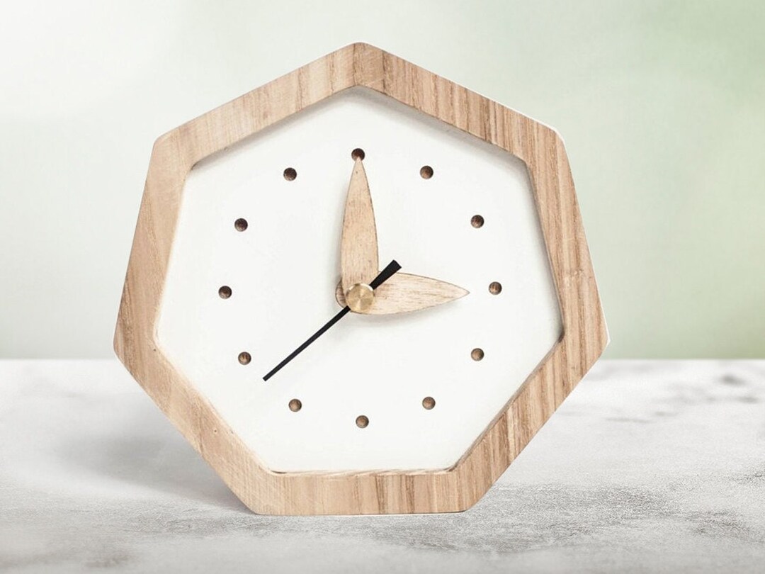 Desk Clock From Natural Wood, Unique Desk Clock Silent Mechanism, Real ...