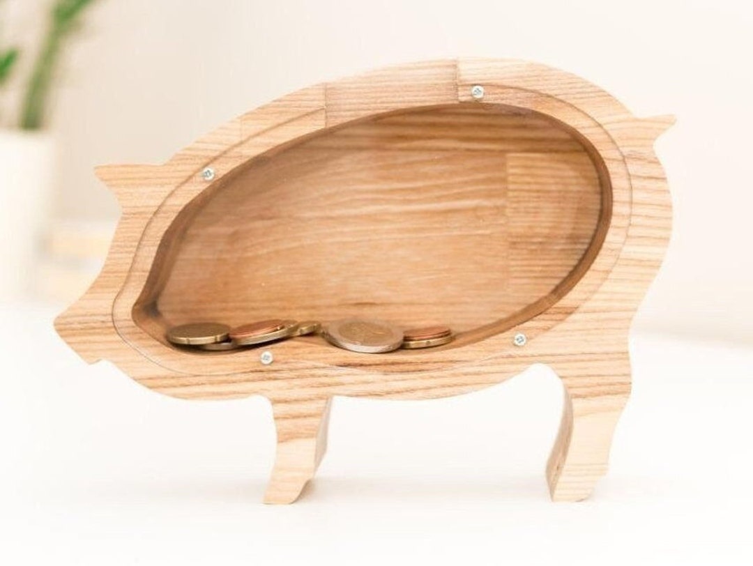 Personalized Piggy Bank Pig, Custom Coin Box Pig, Wood Pig Gift, Wooden ...
