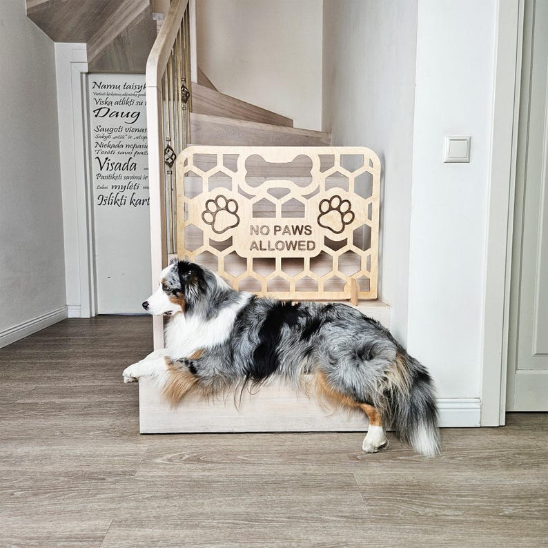 Wooden Dog Gate for Stairs – Stairway Barrier Fence, Freestanding Dog ...