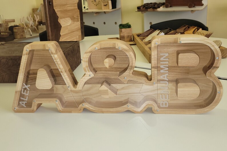 Custom Letters Double Piggy Bank Wedding Gift Wood Letter - Etsy