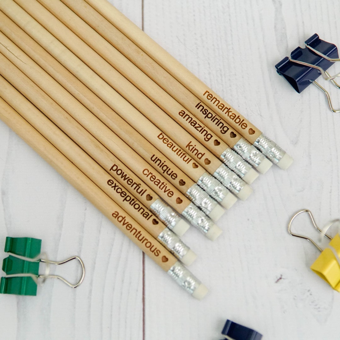 Pencil With Custom Text, Laser Engraved Wooden Pencil, Personalized ...
