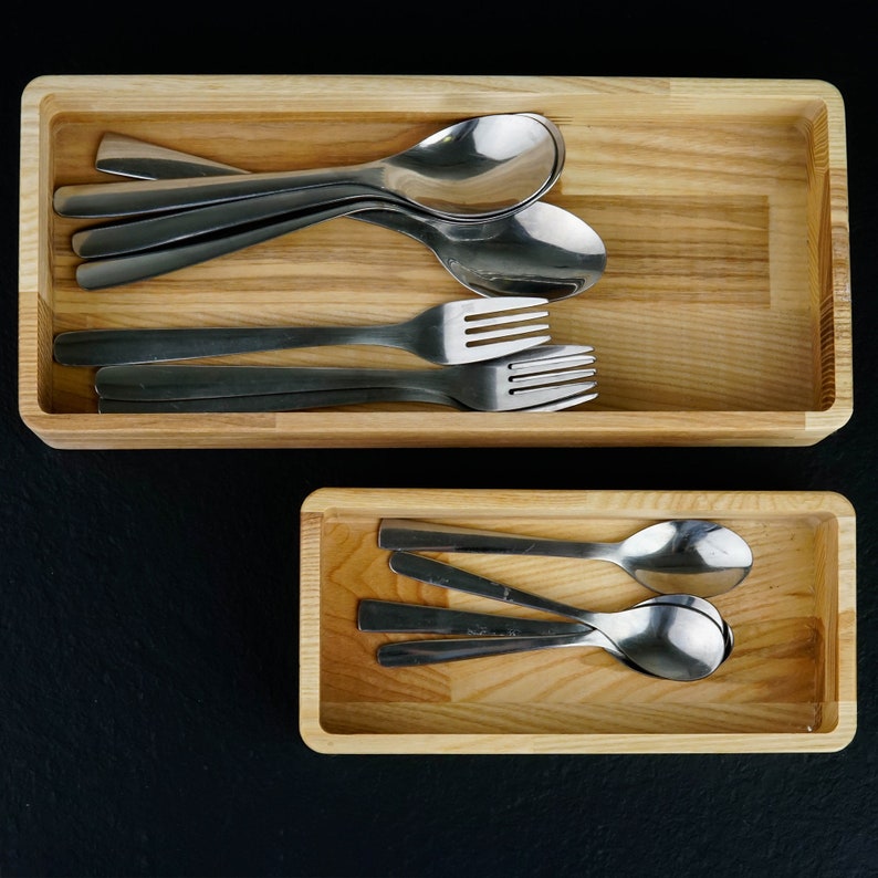 Wooden Cutlery Box From Natural Oak, Wood Kitchen Toolbox, Custom ...