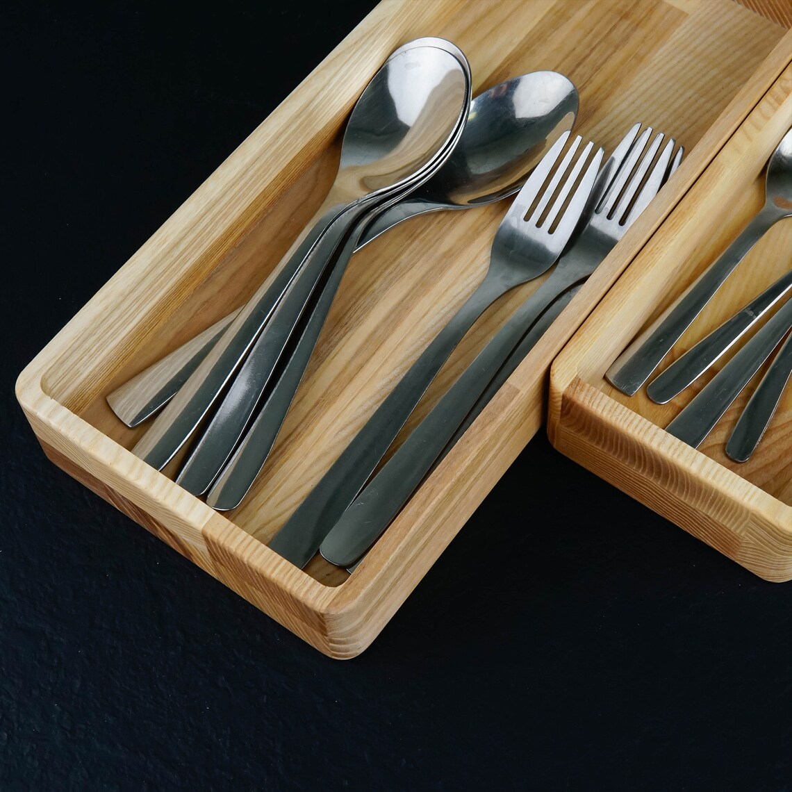 Wooden Cutlery Box From Natural Oak Wood Kitchen Toolbox | Etsy