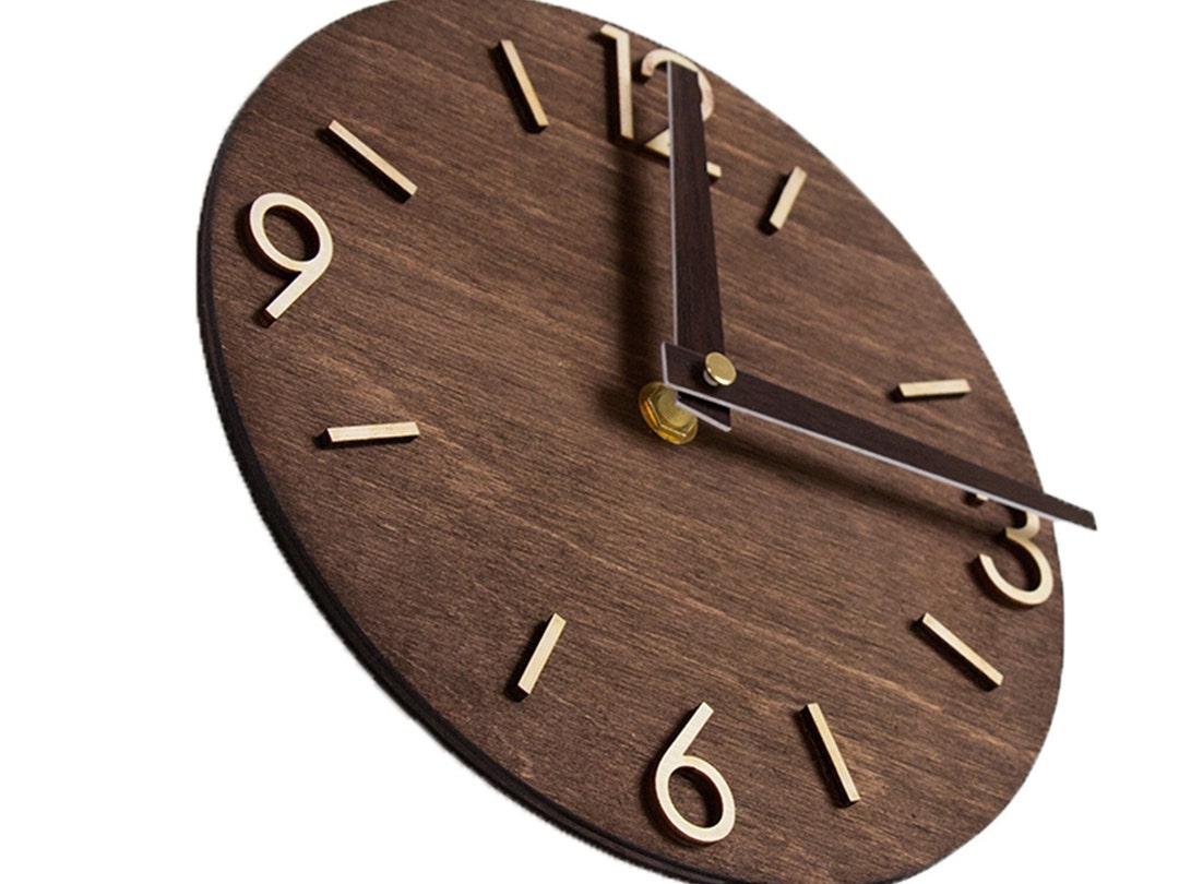 Unique Round Wooden Wall Clock, Circle Clock for Wall, Father's Day ...