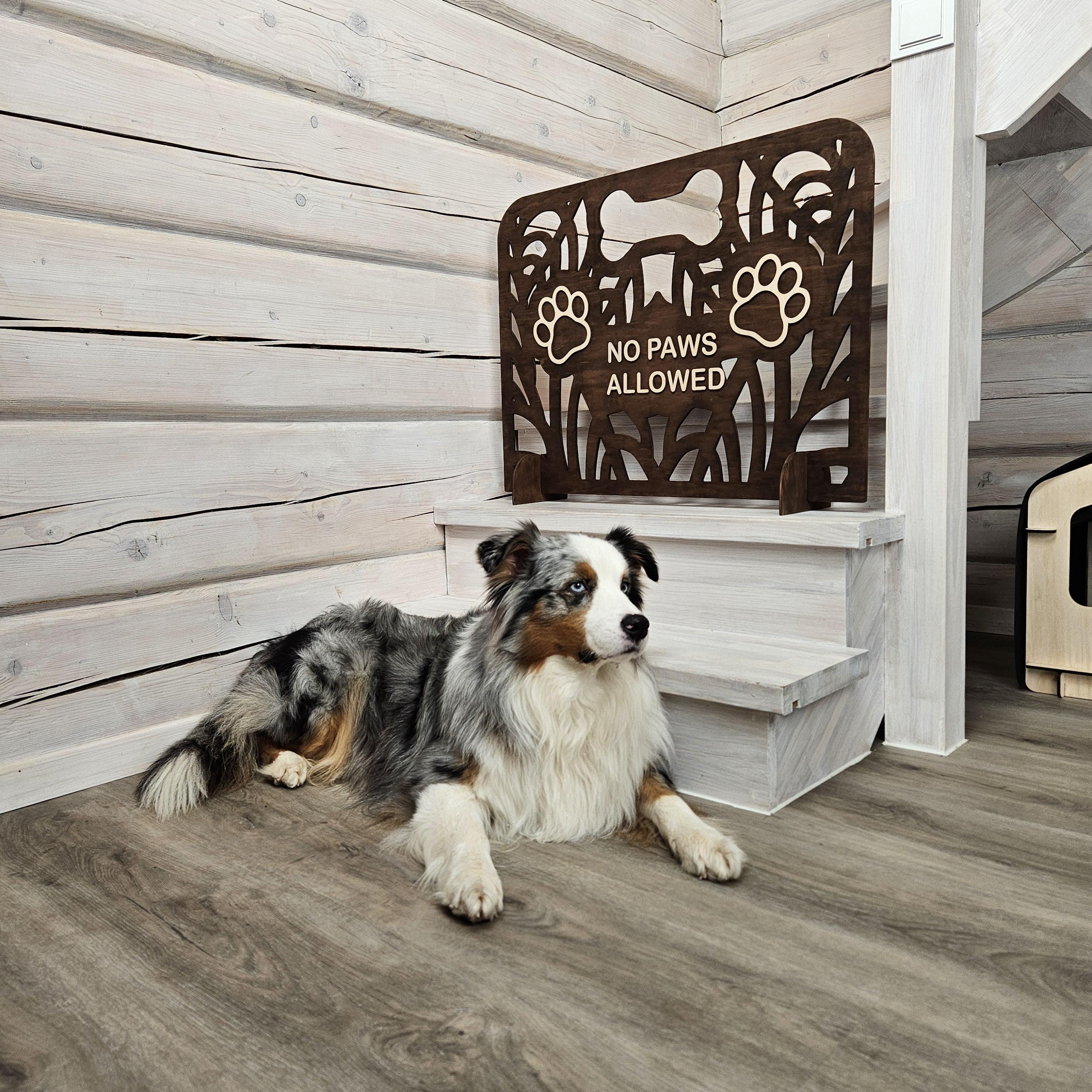 Wooden Dog Stair Blocker – Freestanding Pet Gate for Doorways, Stairs ...