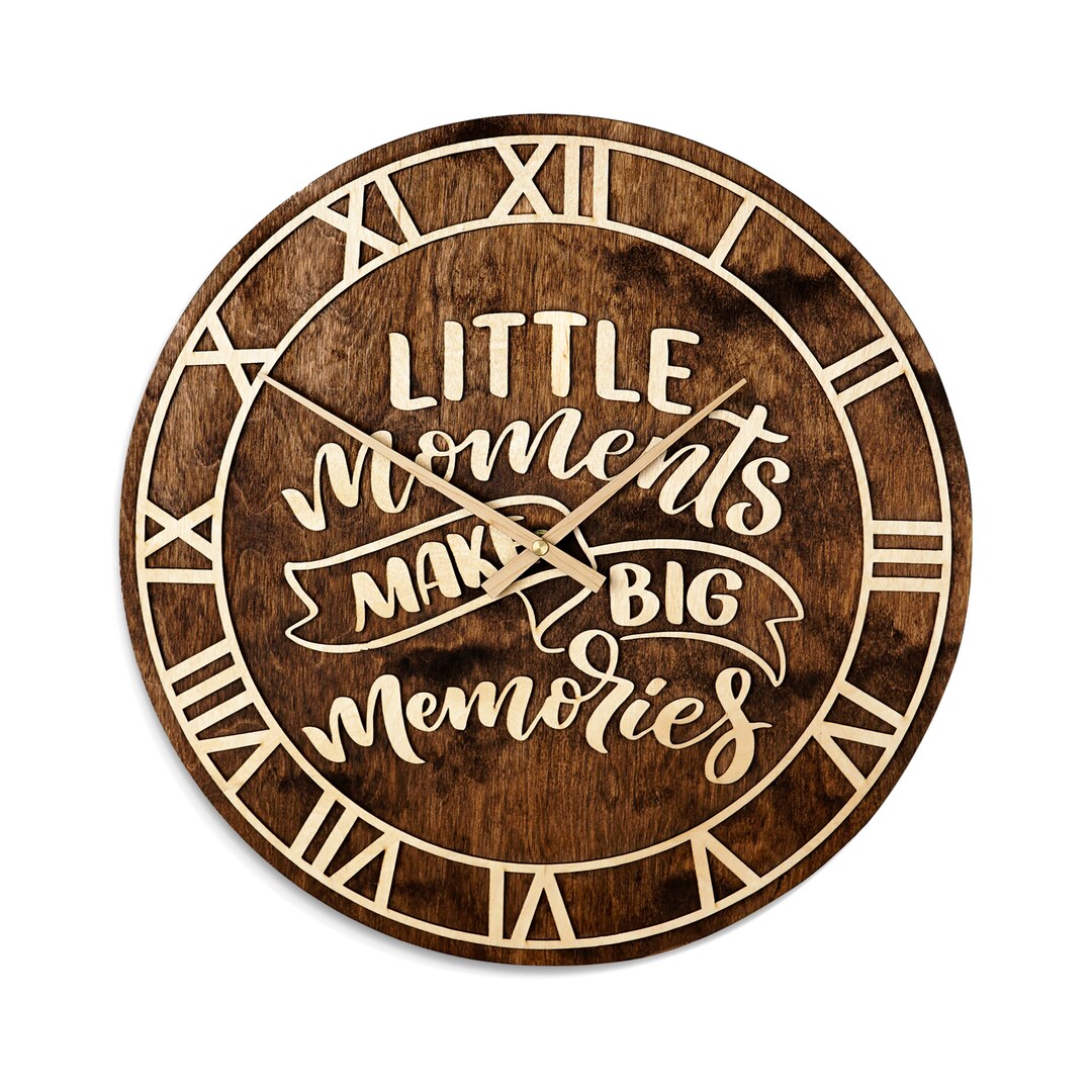 Silent Wooden Wall Clock, Modern Round Clock for Housewarming Gift ...