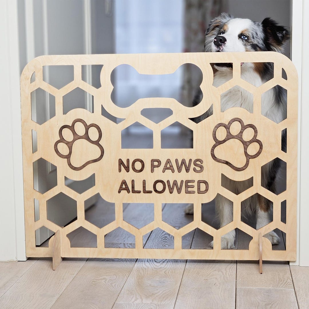 Freestanding Wooden Stair Gate for Dogs – Indoor Dog Stopper, Pet ...