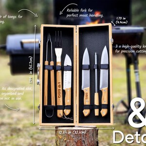 Grill BBQ Wooden Set With Name, Summer Gift With A Storage Case ...