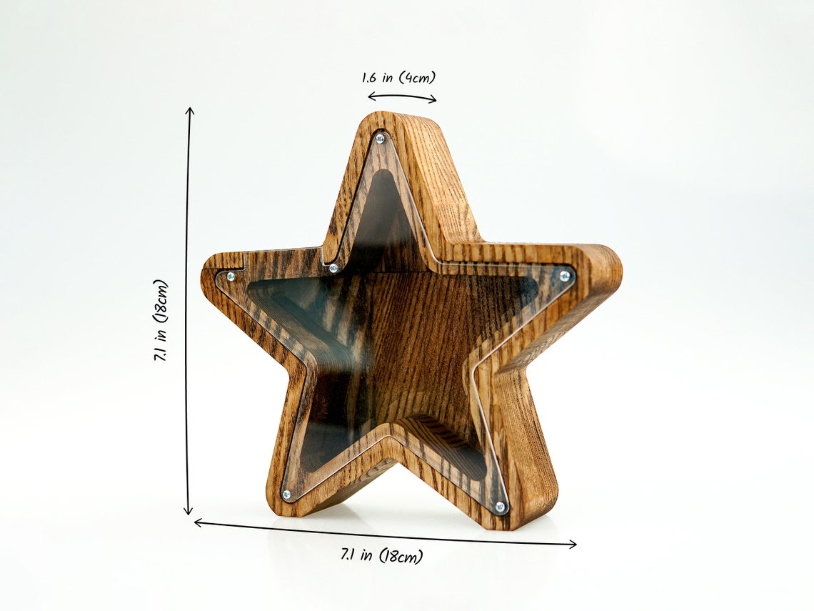 Star Wooden Piggy Bank, Unique Shape Personalized Piggy Bank Star, Girl ...