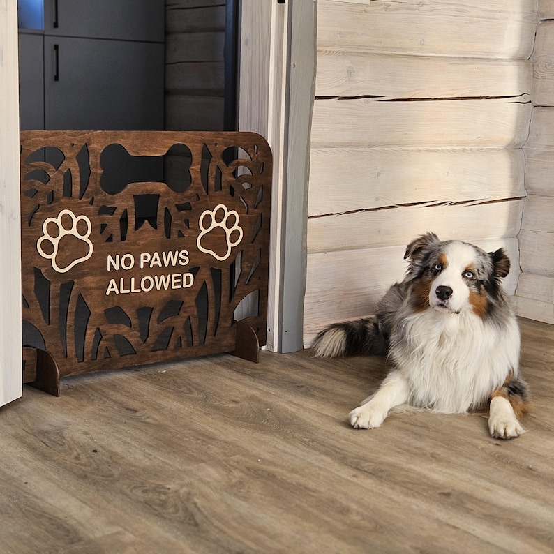 Wooden Dog Stair Blocker – Freestanding Pet Gate for Doorways, Stairs ...