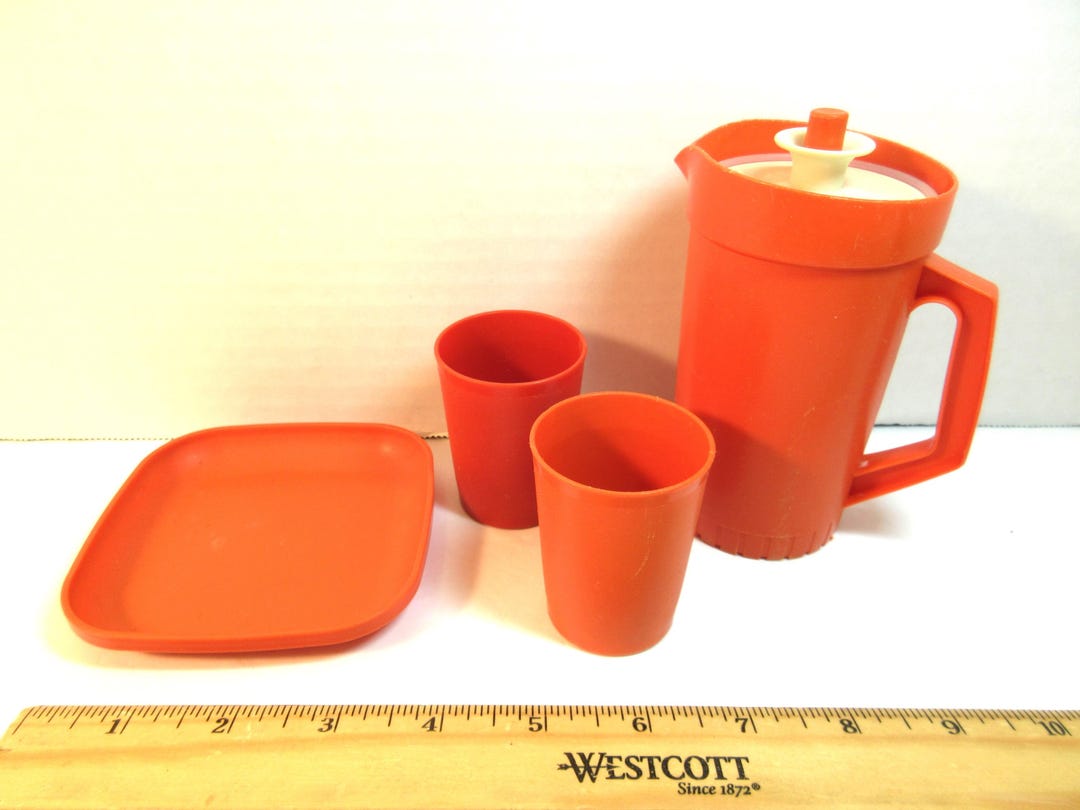 Vintage Tupperware Tupper Toys Mini Kids Pitcher 2 Tumblers, 1 Plate ...
