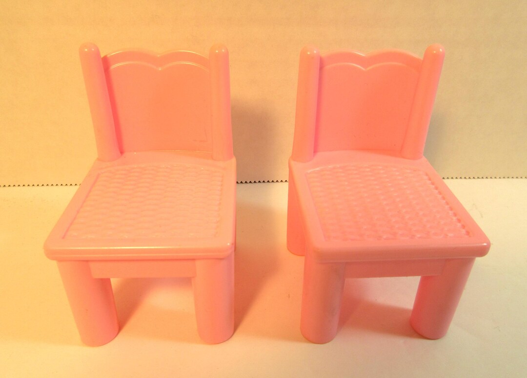 Vintage Playskool Dollhouse Furniture Dining Room / Kitchen - Pink ...