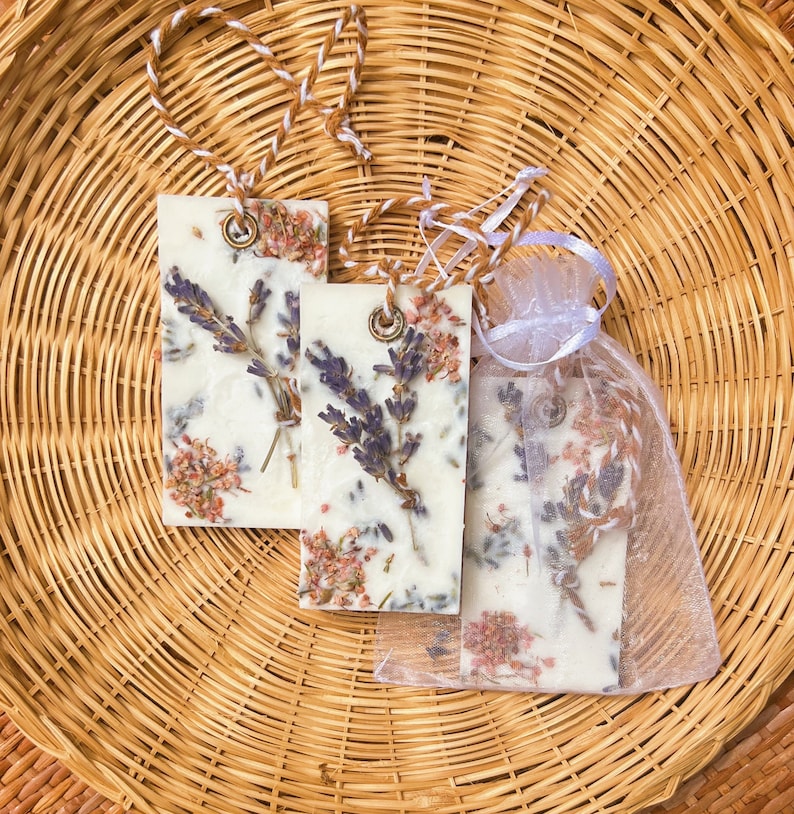 Lavender Soy Wax Tablet Freshener: Botanical Scented Sachet in Organza ...