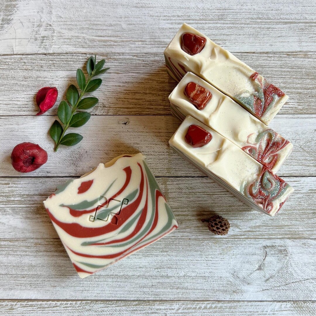 Merry Christmas Soap Gift With Natural Red Jasper Gemstone – Winter ...