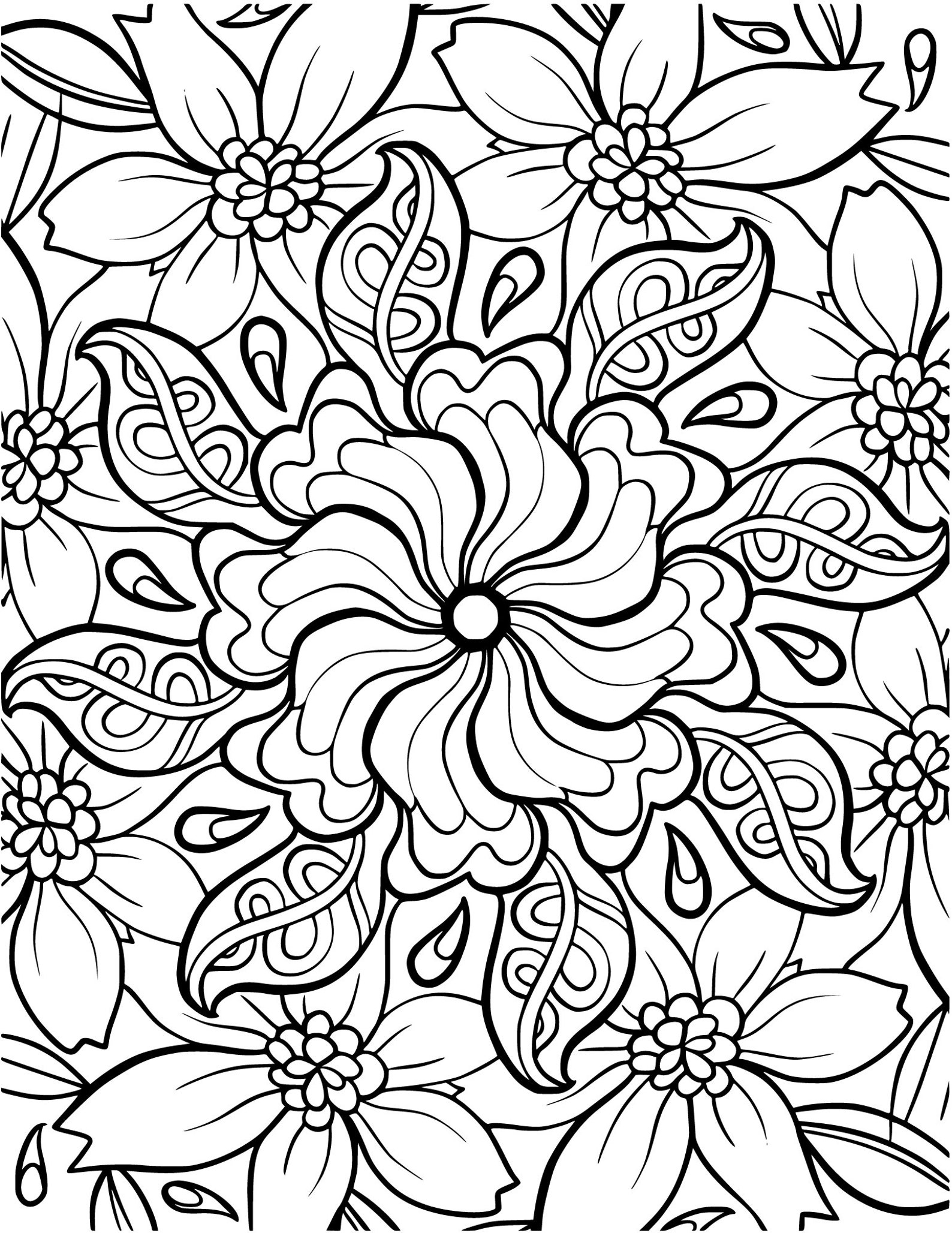 Flower Themed Coloring Pages 30 Pretty Flower Coloring Pages - Etsy