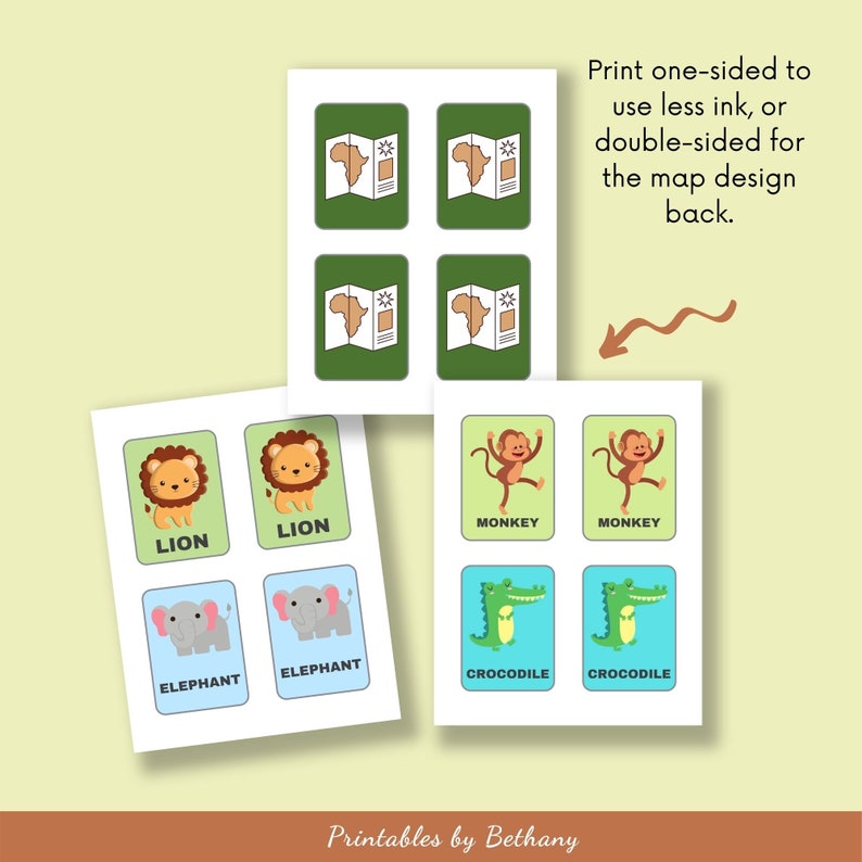 Safari Themed Printable Memory Matching Game for Kids | Instant ...