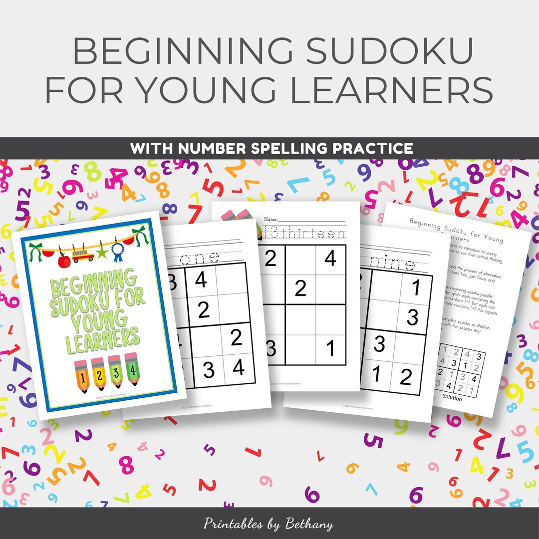 Beginning Sudoku for Young Learners With Number Spelling Practice - Etsy