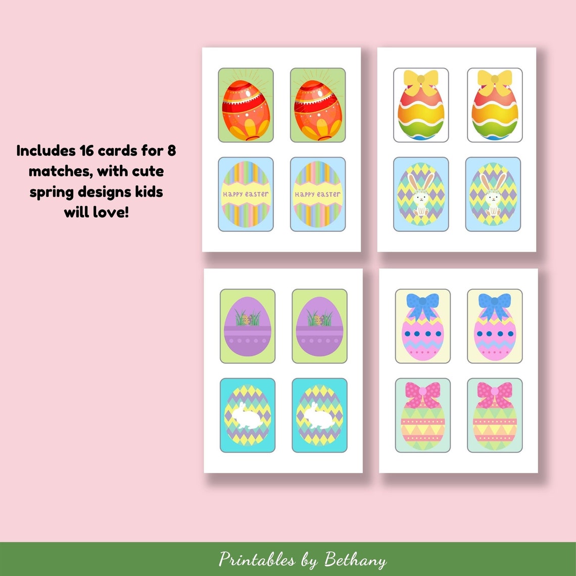 Easter Egg Themed Printable Memory Matching Game for Kids | Instant ...