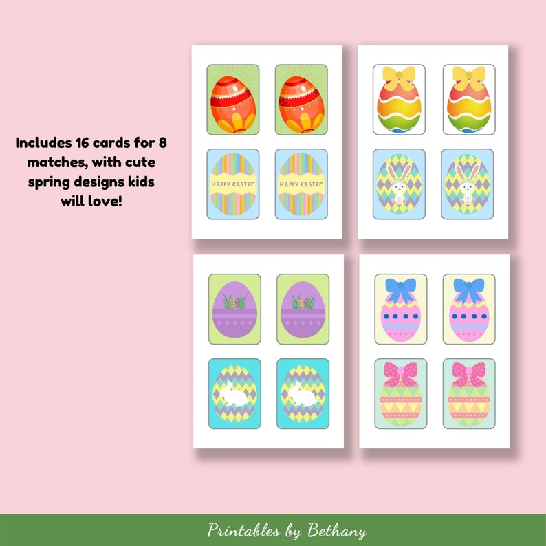 Easter Egg Themed Printable Memory Matching Game for Kids | Instant ...