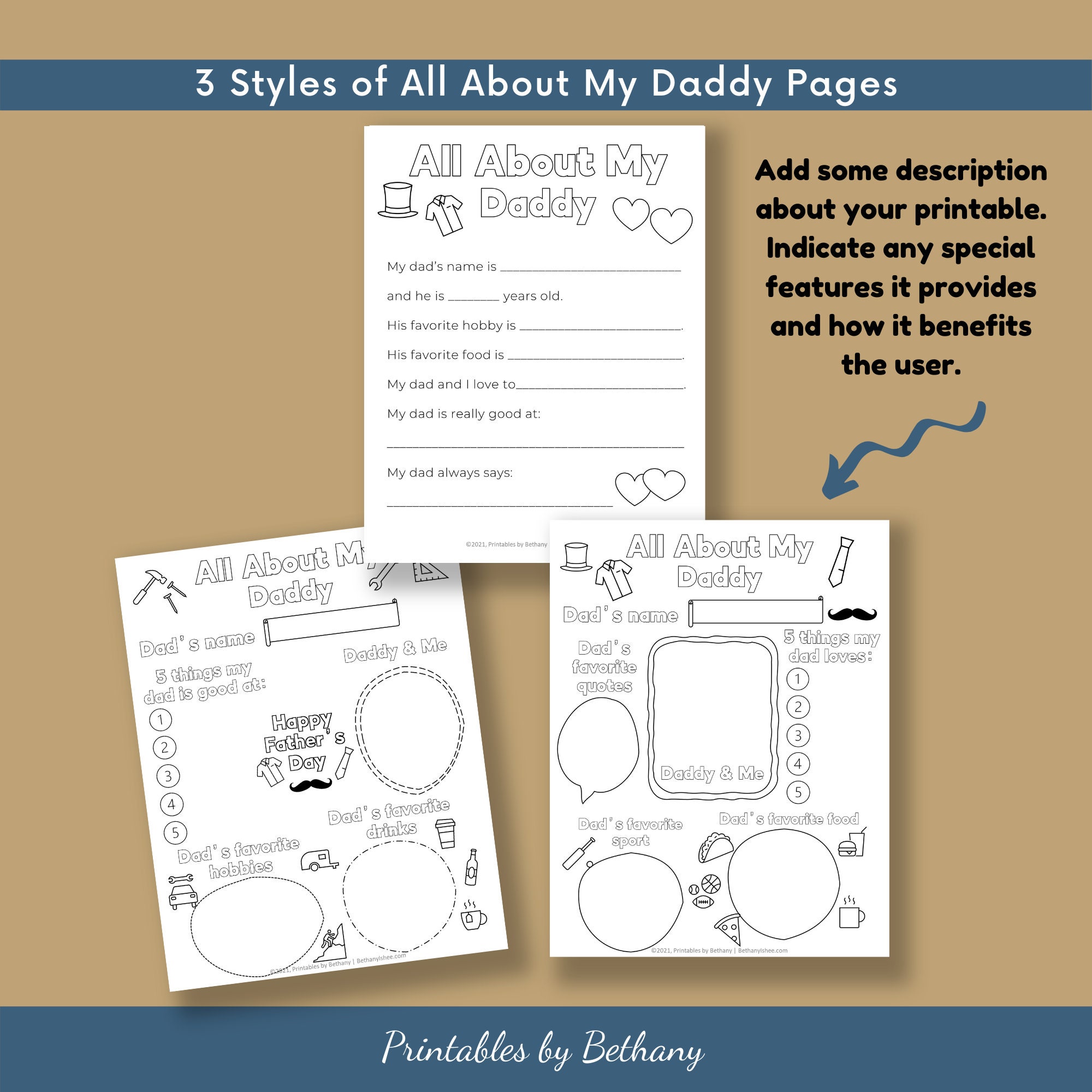 Father's Day Printable Bundle | All About Dad, Coloring Pages, Coupons ...