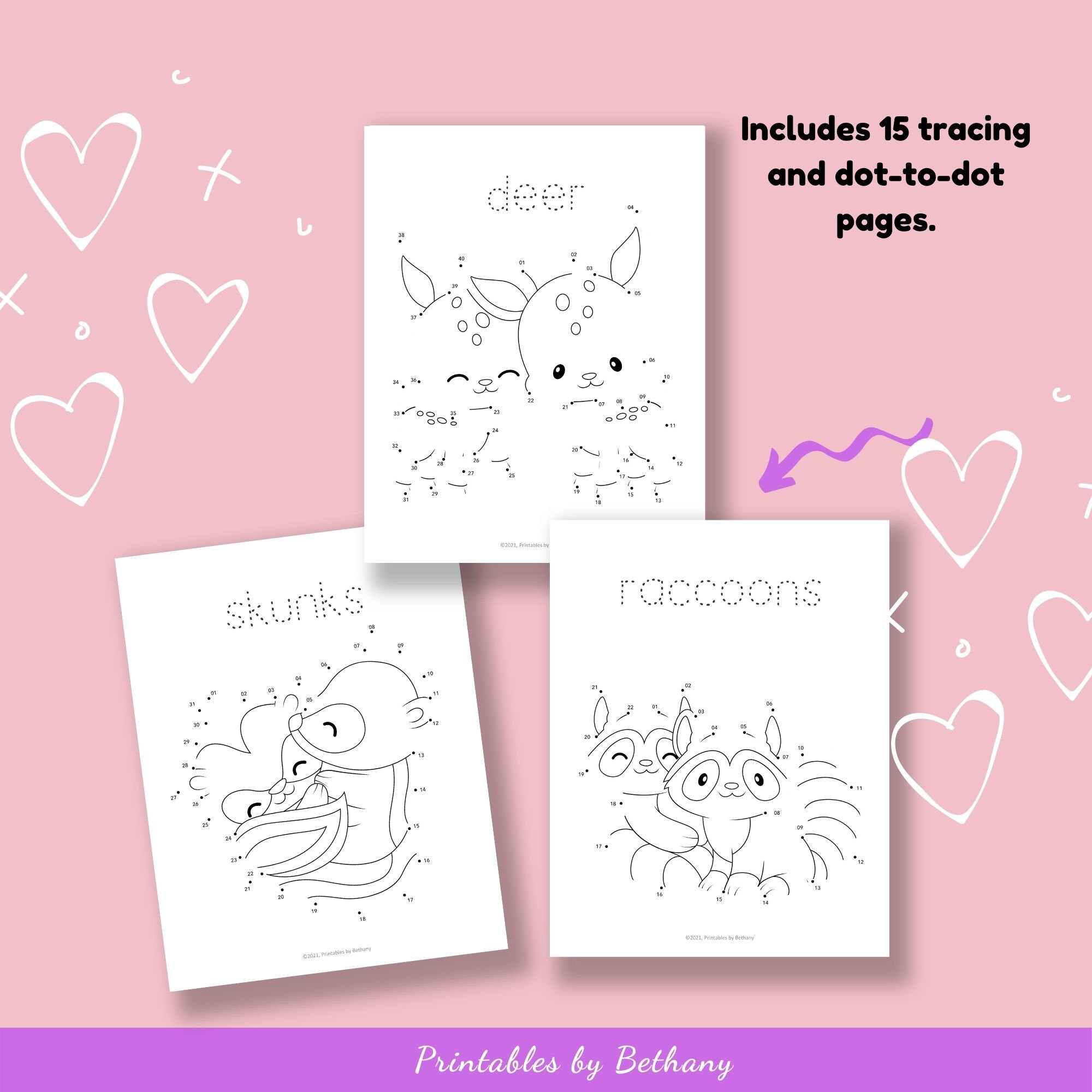 Valentine's Day Printable Connect the Dots Animals for Kids Dot-to-dot ...
