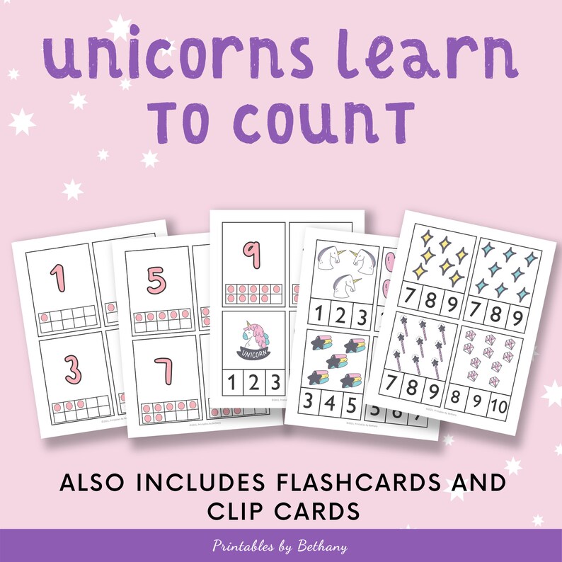 Unicorns Learn to Count Printable Coloring & Activity Pages | Also ...