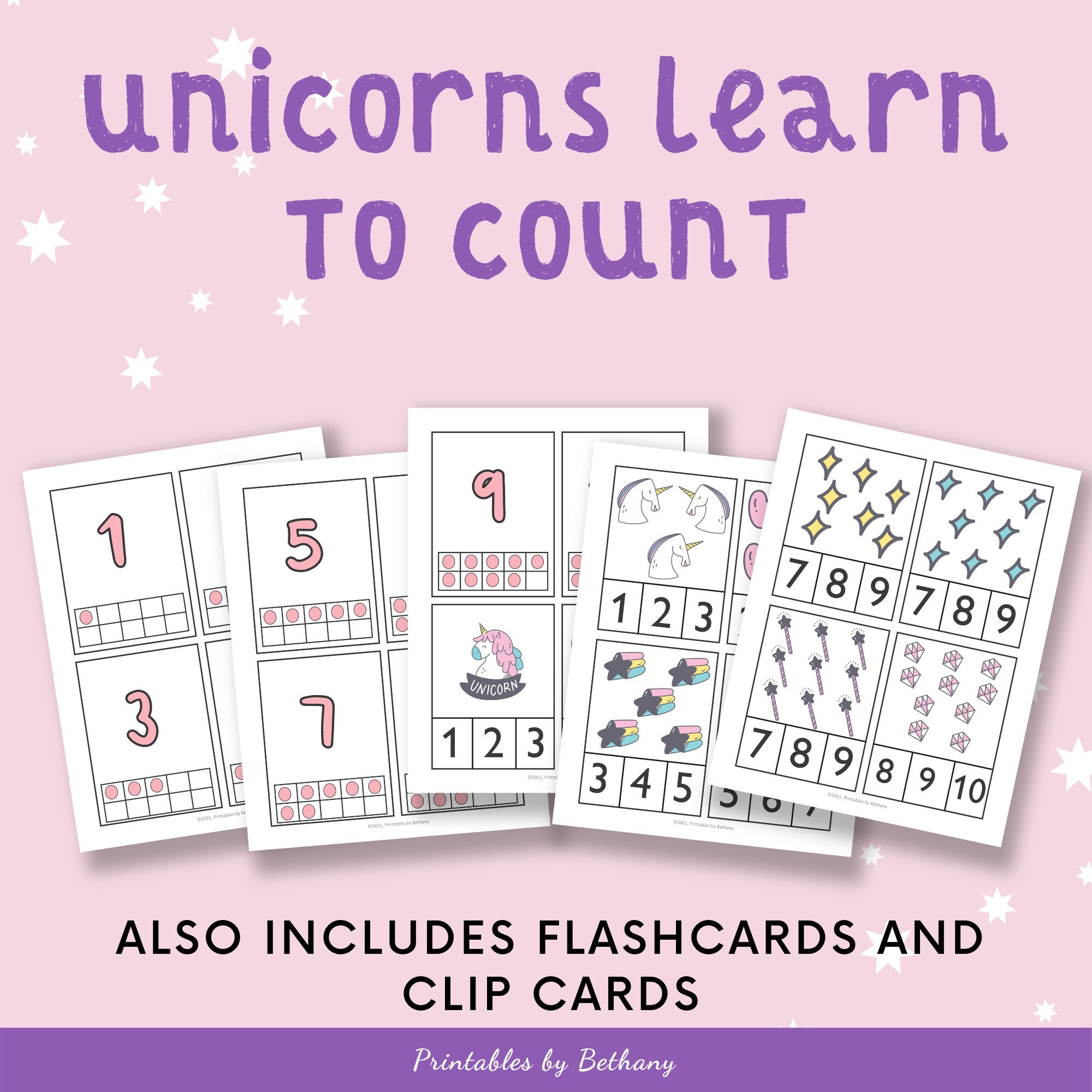 Unicorns Learn to Count Printable Coloring & Activity Pages | Also ...