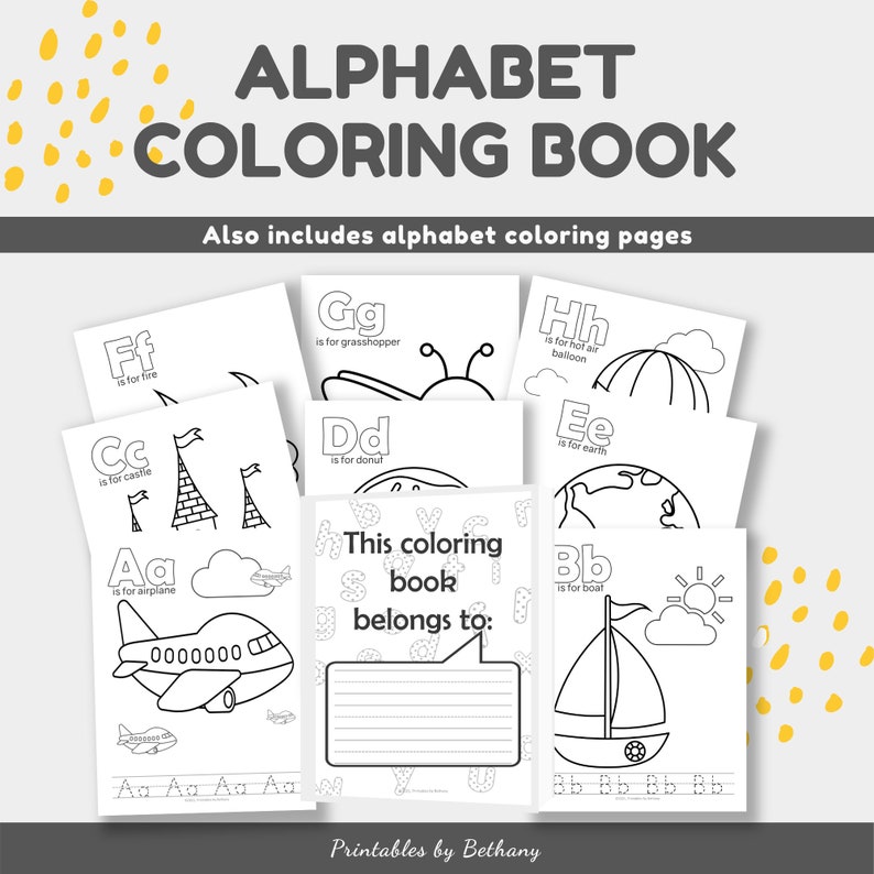 Kids Alphabet Handwriting and Coloring Practice Worksheets Color and BW ...