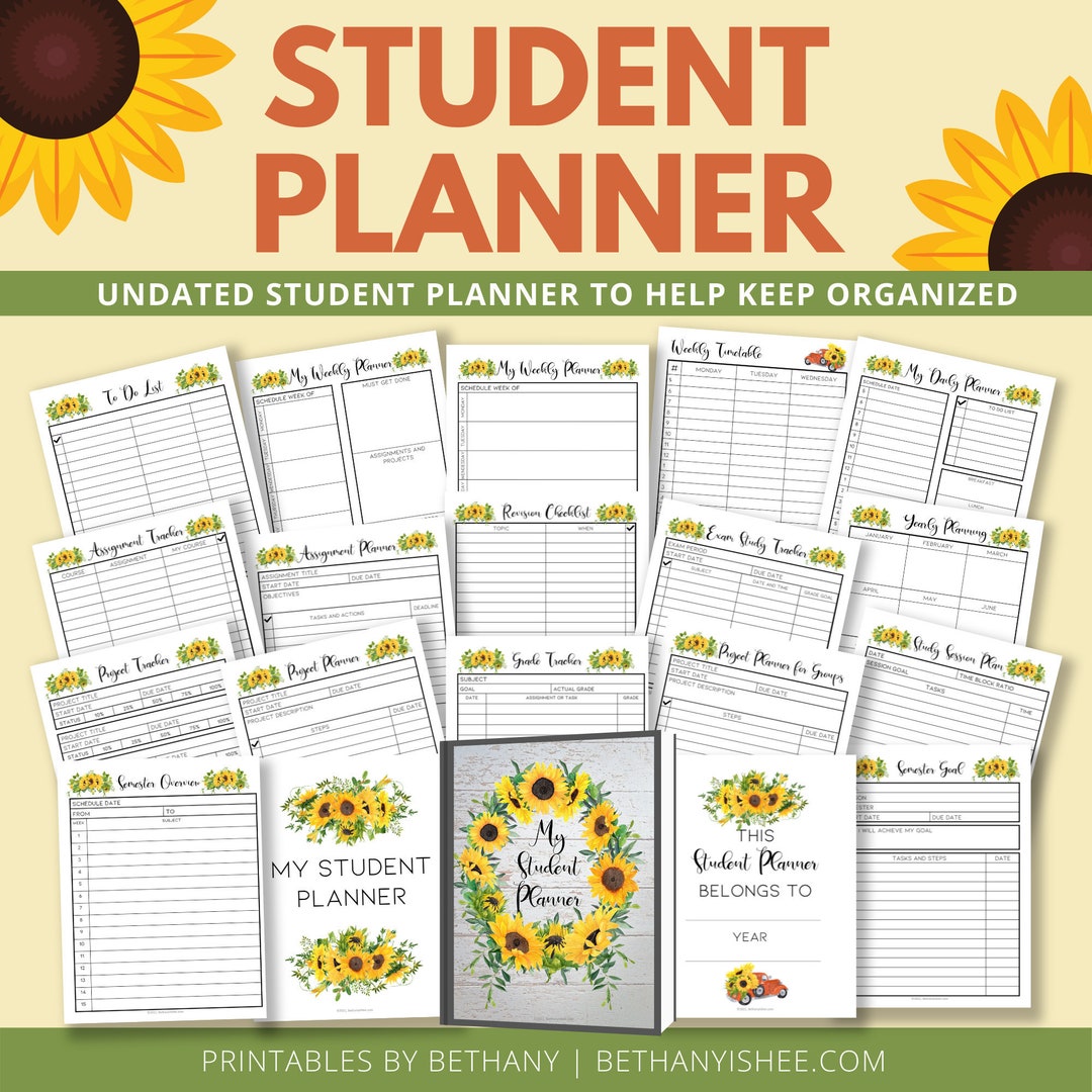 Student Planner | Undated, Printable, 48 Pages to Get Your Child ...