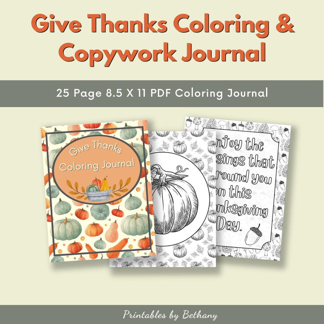 Give Thanks Thanksgiving Coloring Journal and Copywork for Older ...
