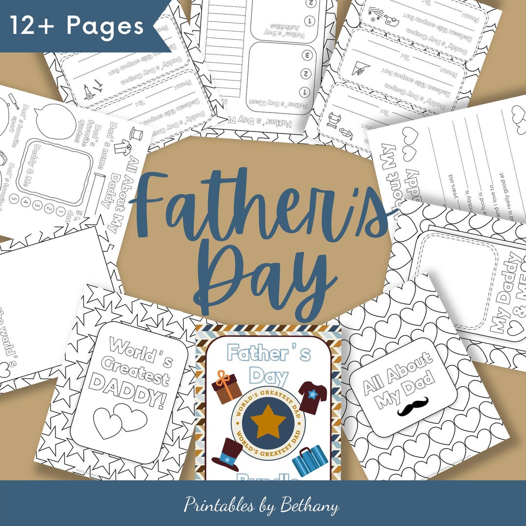 Father's Day Printable Bundle | All About Dad, Coloring Pages, Coupons ...