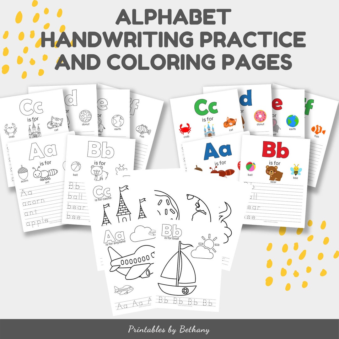 Kids Alphabet Handwriting and Coloring Practice Worksheets | Color and ...