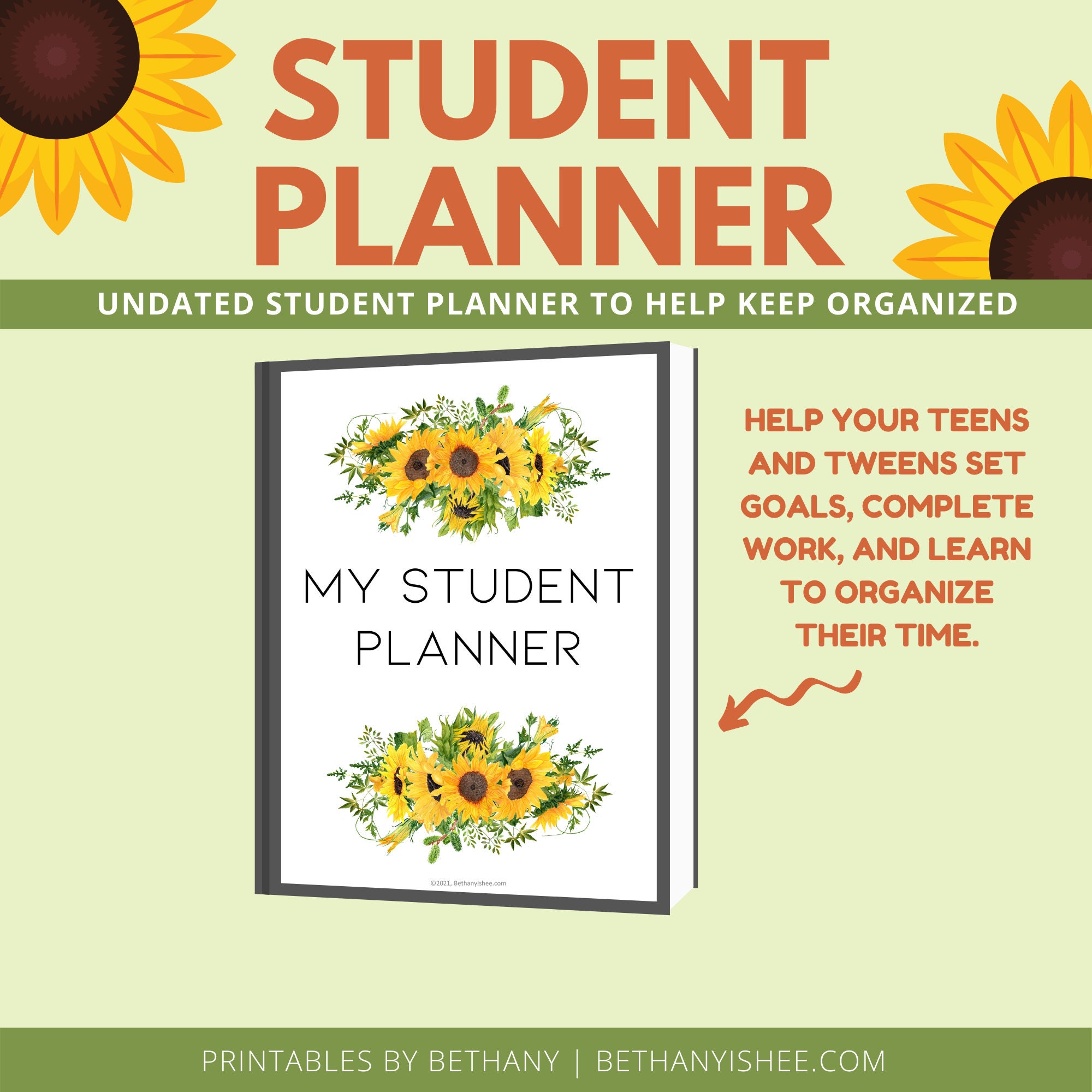 Student Planner | Undated, Printable, 48 Pages to Get Your Child ...