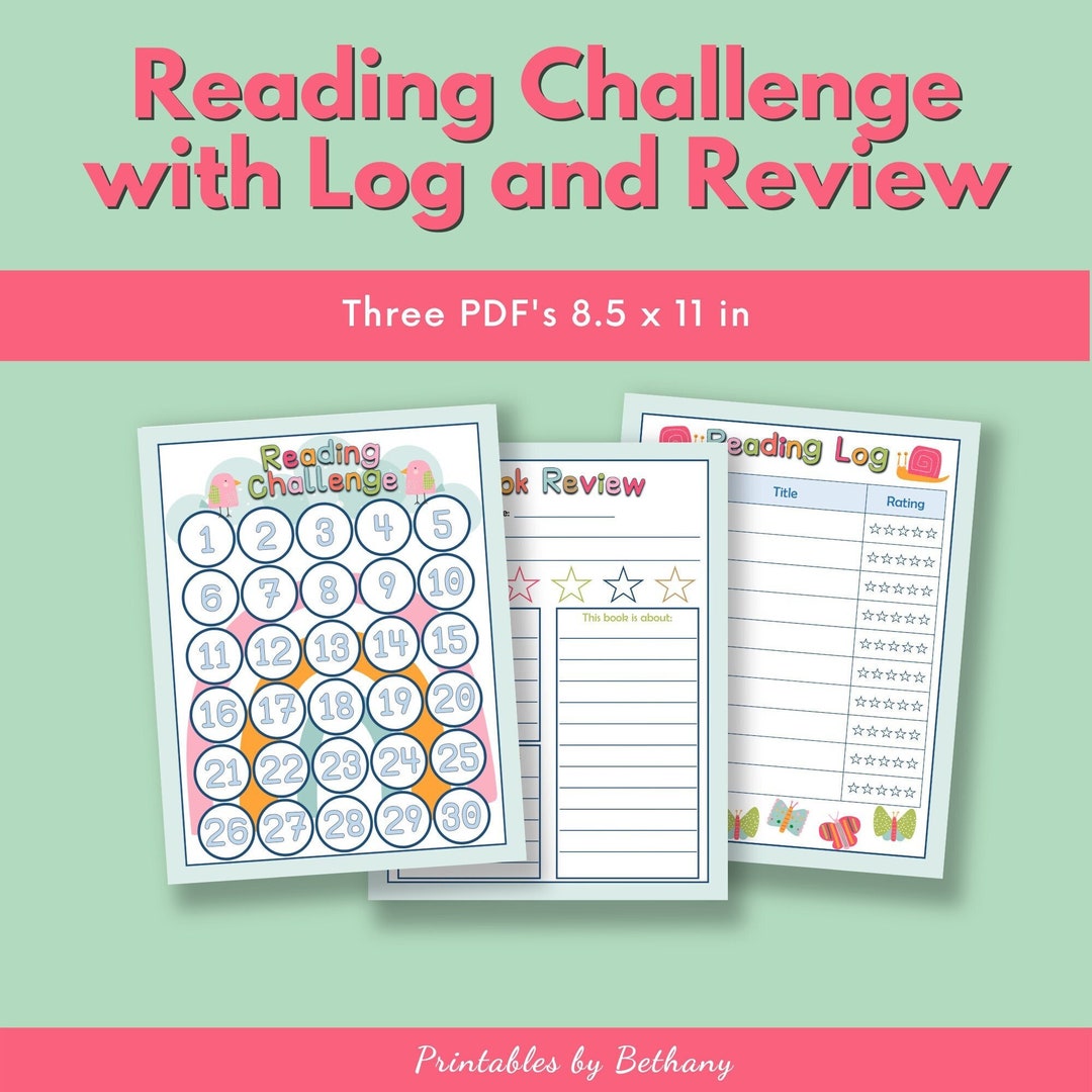 Printable Reading Challenge for Kids | Rainbow Boho Flowers | Book ...