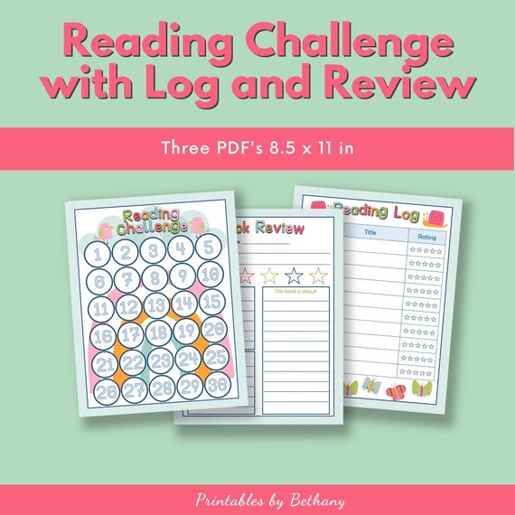 Printable Reading Challenge for Kids Rainbow Boho Flowers - Etsy