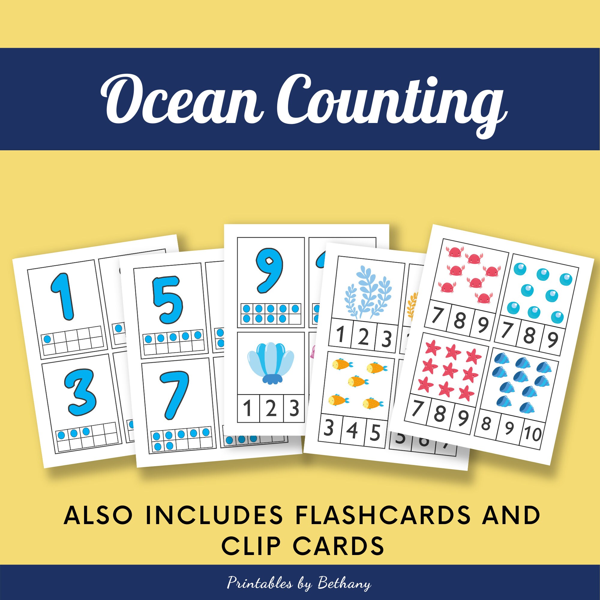 Ocean Learn to Count Activity and Coloring Pack | Includes Flashcards ...