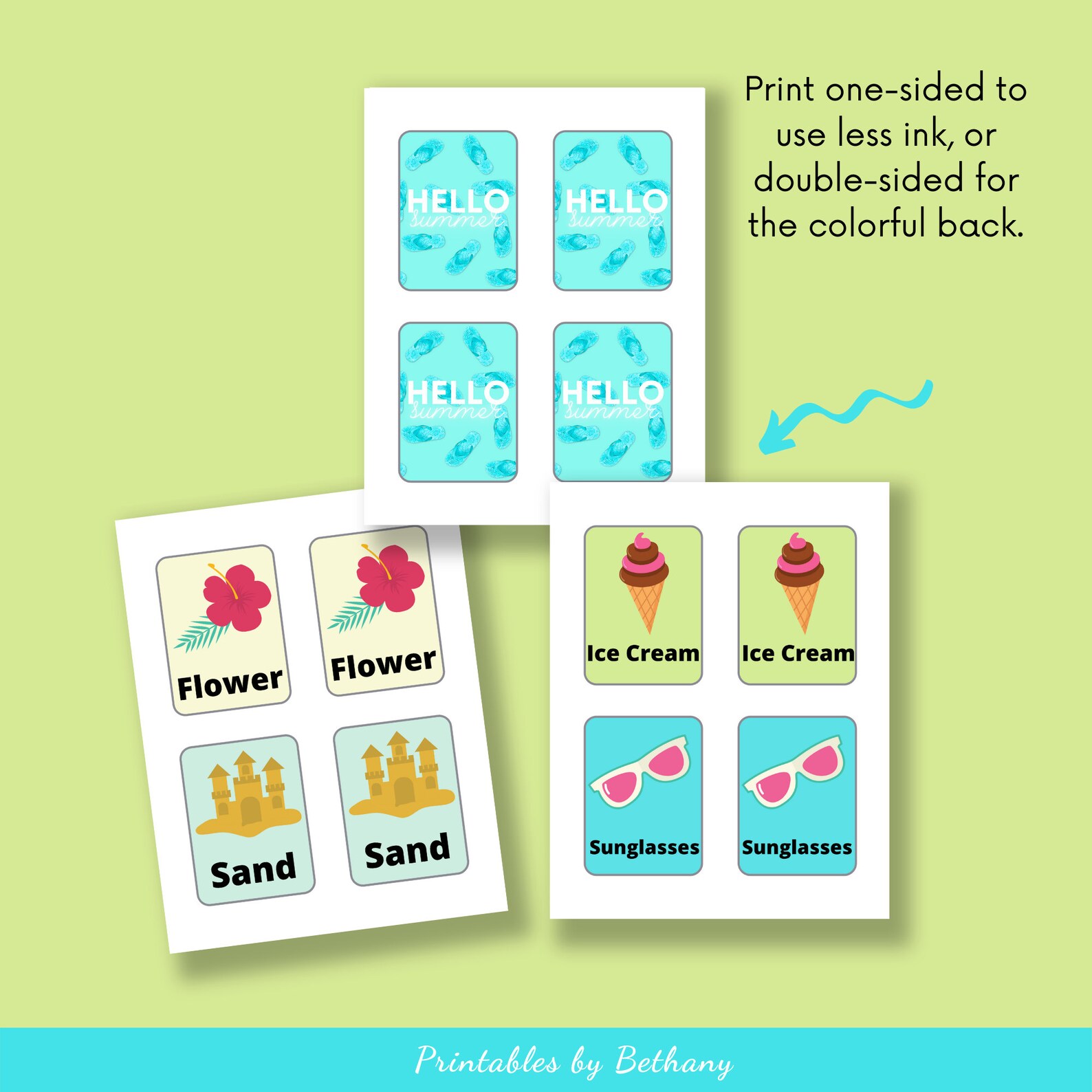 Summer Time Memory Matching Card Game for Kids | Printable Fun for ...