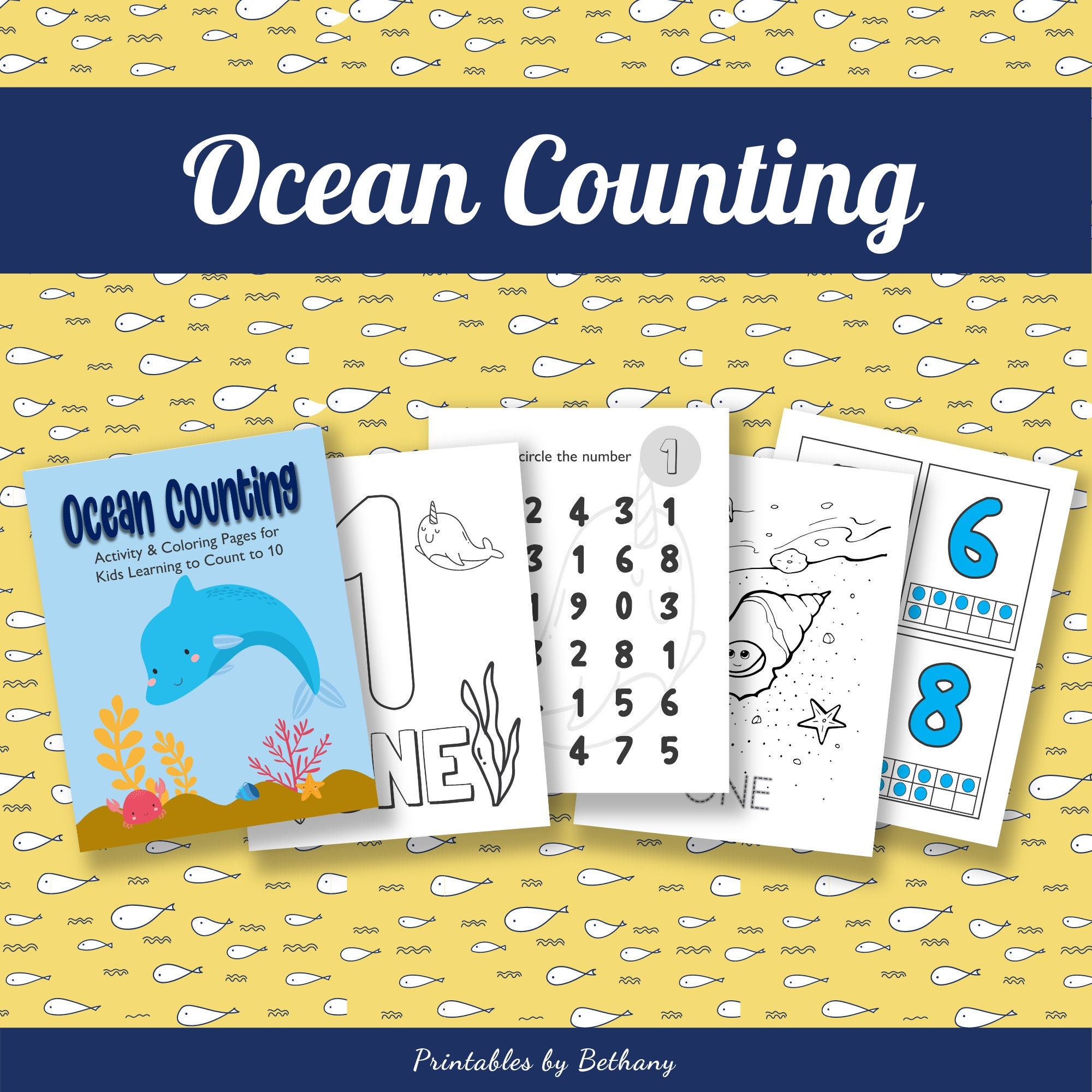Ocean Learn to Count Activity and Coloring Pack | Includes Flashcards ...