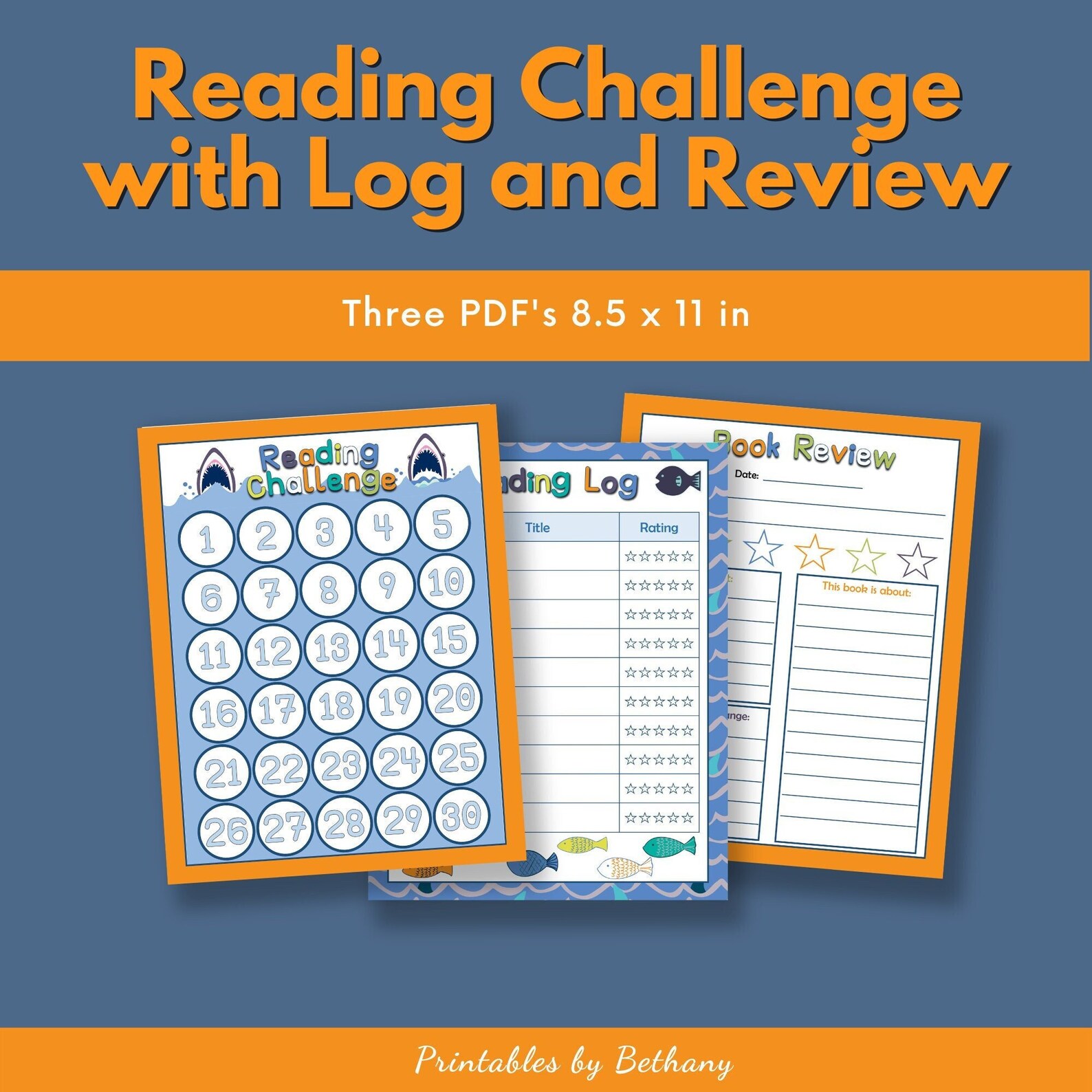 Printable Reading Challenge for Kids | Shark Ocean Fish | Book Review ...