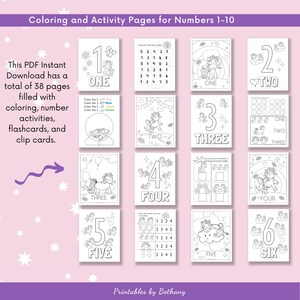 Unicorns Learn to Count Printable Coloring & Activity Pages | Also ...